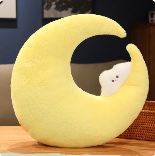 45cm Funny Moon Plush Toy Soft Stuffed Moon Shaped Pillow Cloud Moon ...