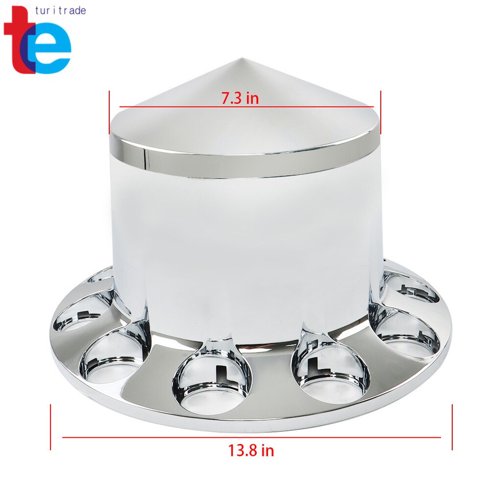 33 MM Axle Covers Spiked Front & Rear Semi Truck Wheel Chrome Hub Cover ...