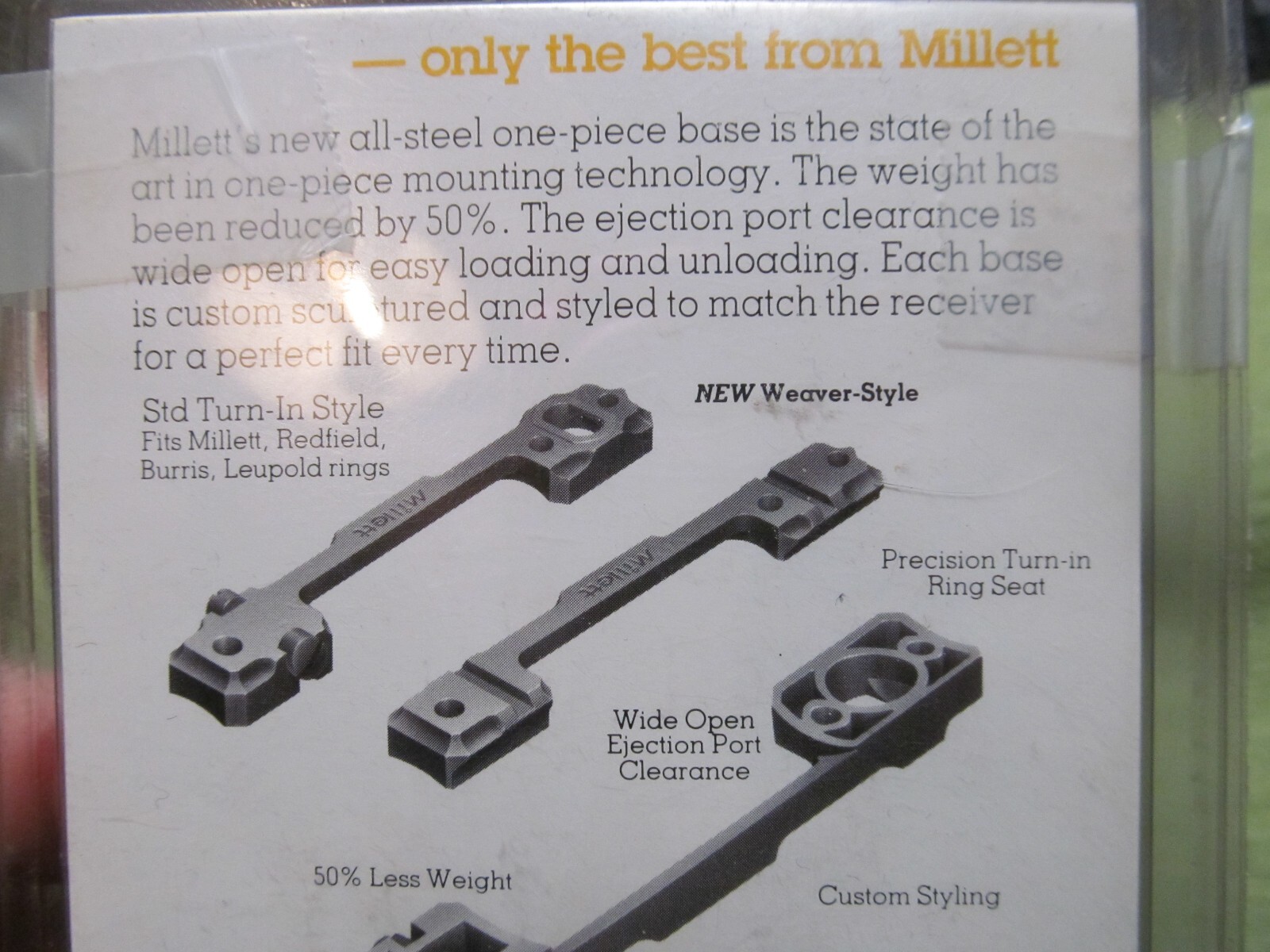 NOS Millett Angle-Loc 1pc. Base Weaver Style Rings - Savage 110 RH Long ...