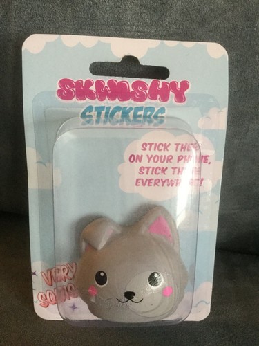 SKWISHY STICKERS GRAY CAT HEAD STICKS TO PHONES, ANYWHERE STRESS RELIEF ...