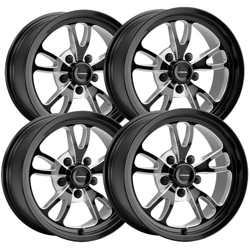 (Set-4) Vision 149 Patriot 17x8 5x4.5" +25mm Black/Milled Wheels Rims ...