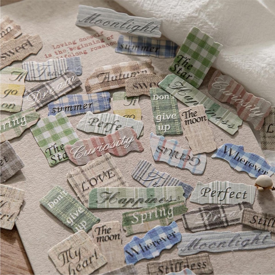 40Pcs Vintage Words Phrase Relievo Stickers Journal Card Scrapbook ...