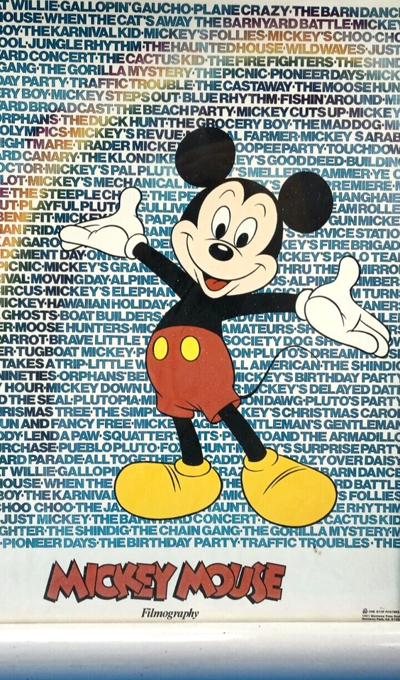 Vintage 1986 Walt Disney Mickey Mouse Filmography Framed Photo. 11.5" X ...