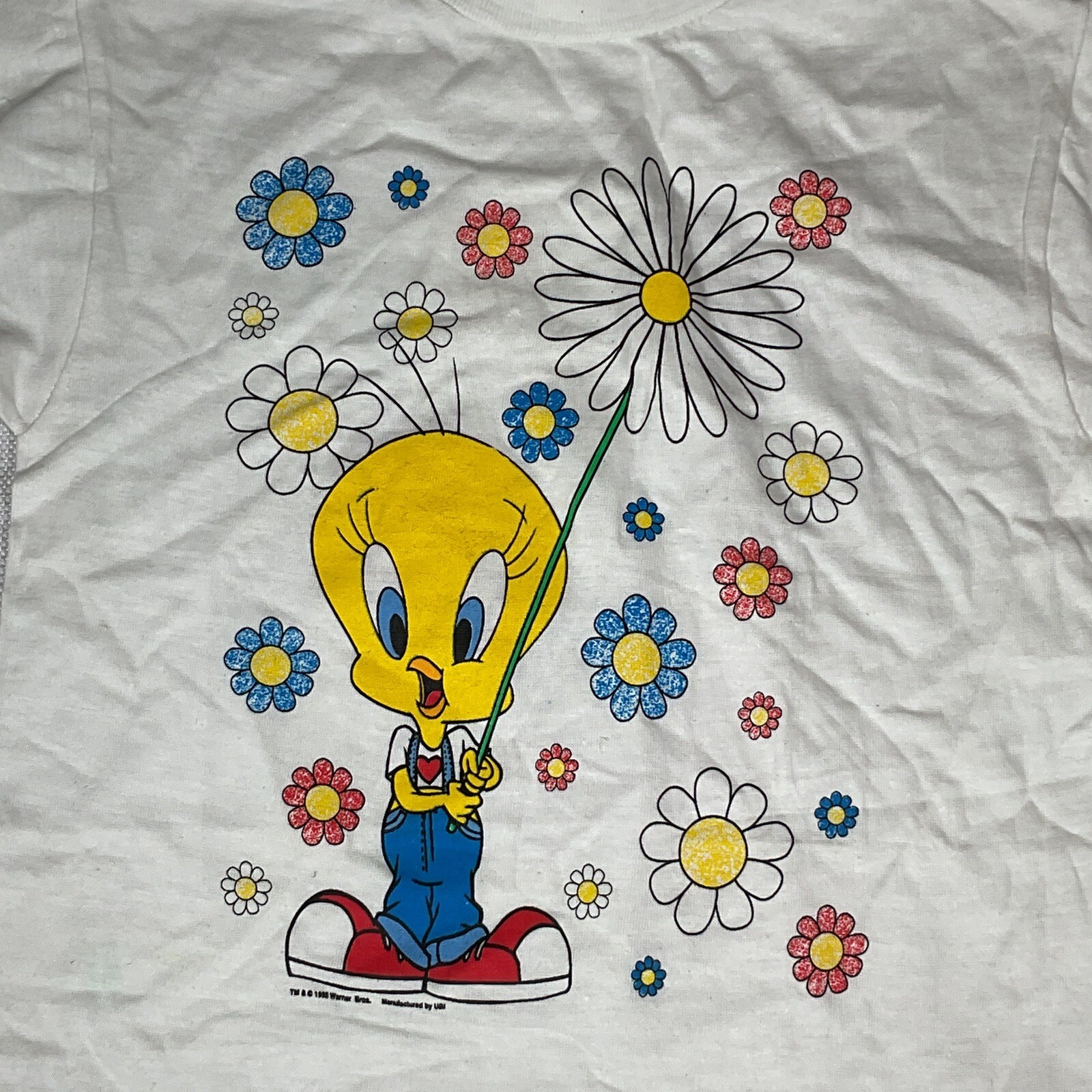 Vintage 1998 Warner Bros Tweety Bird Flowers Tee Shir… - Gem