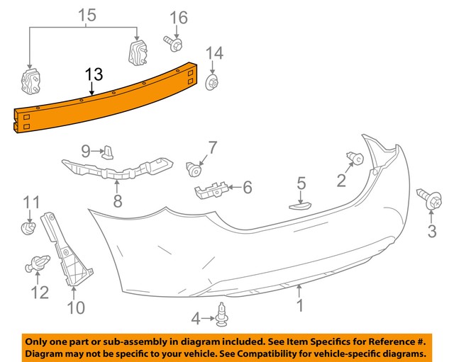 TOYOTA Corolla Sedan Rear Bumper Reinforcement 2014-2018 OEM 5217102230 ...