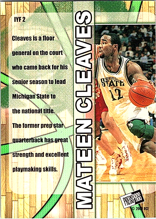 2000 Press Pass Basketball In Your Face #IYF2 Mateen Cleavens | eBay