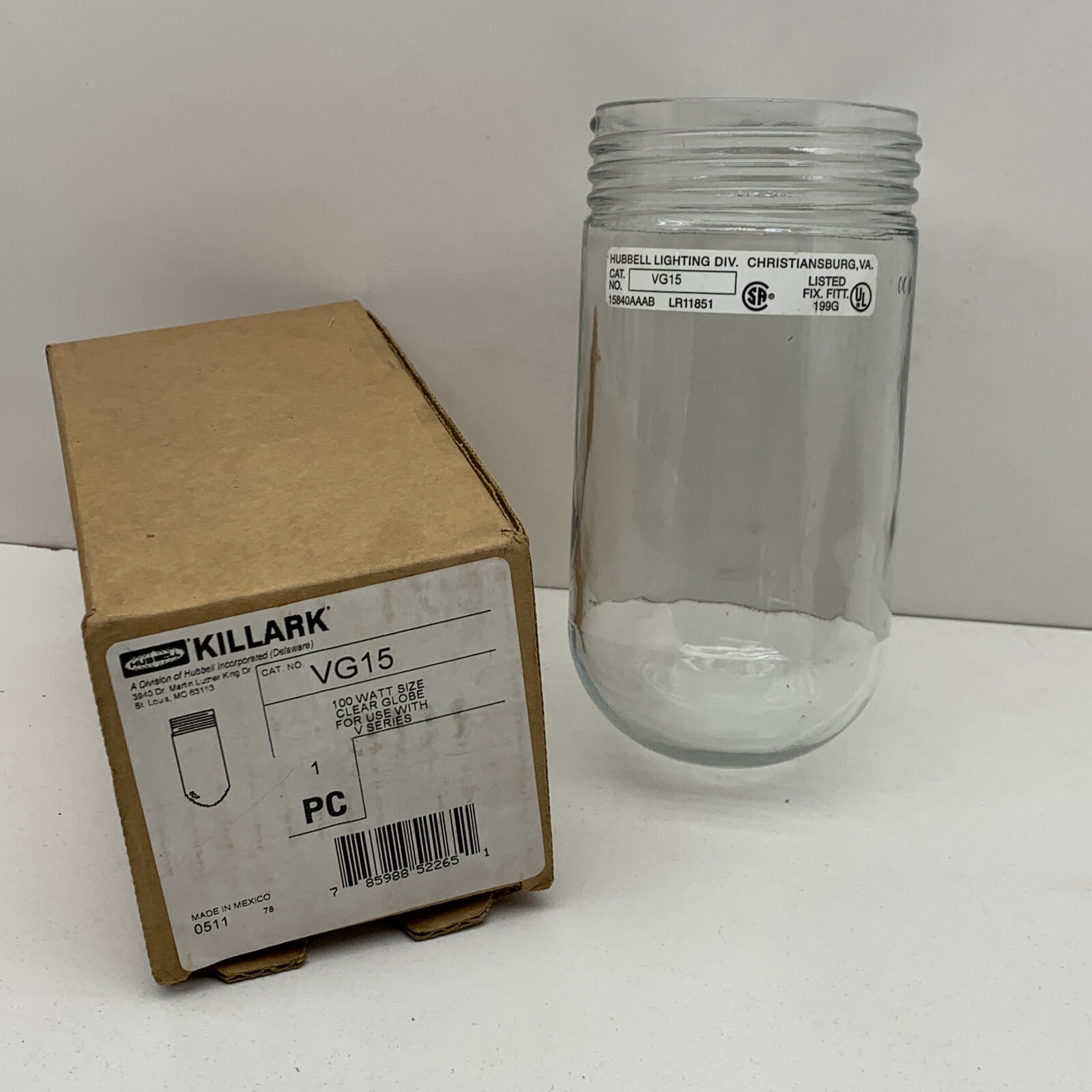 Hubbell Killark VG15 Clear Glass Globe 100W for V Series Industrial ...