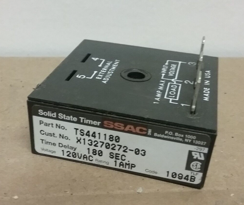 SSAC Solid State Timer TS441180 120VAC 1A Unit 180 SEC Time Delay P117 ...