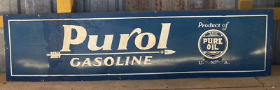 RARE Vintage Purol Gasoline Porcelain Sign Product of Pure Oil USA | eBay