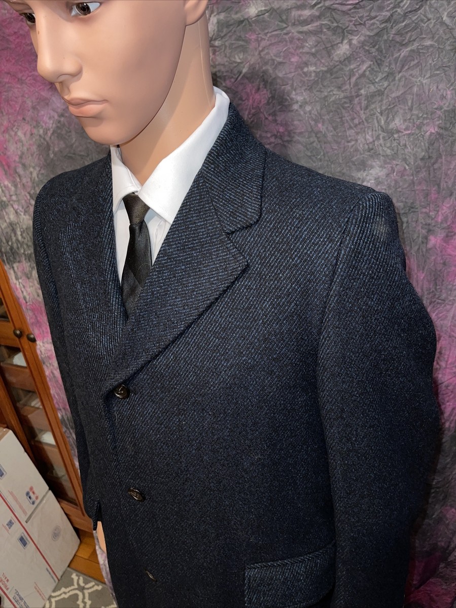 Vintage 1970s Darby Fashions blue black wool overcoat top Vintage 1970s Darby Fashions blue black wool overcoat top