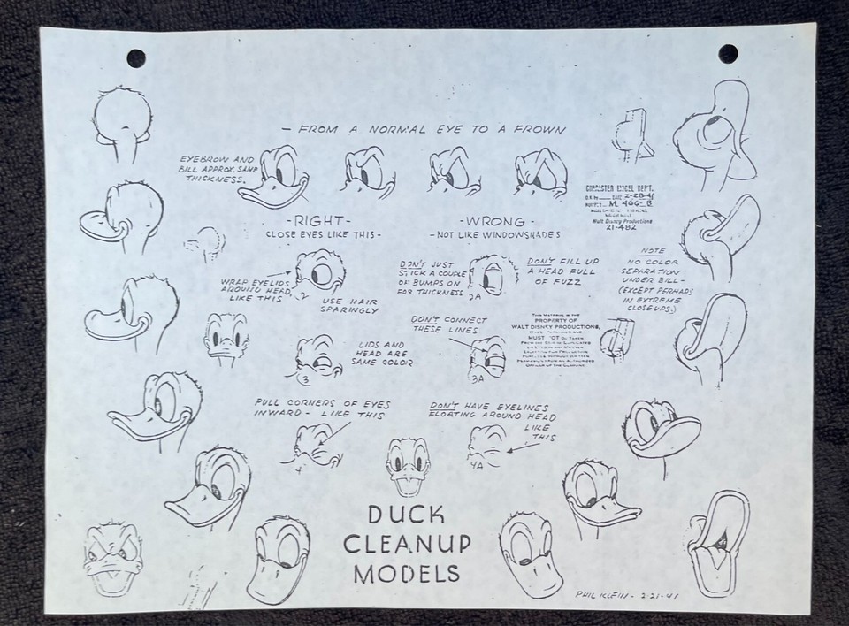 DONALD DUCK "DUCK CLEAN UP MODELS" Disney ANIMATION Model Sheet ...