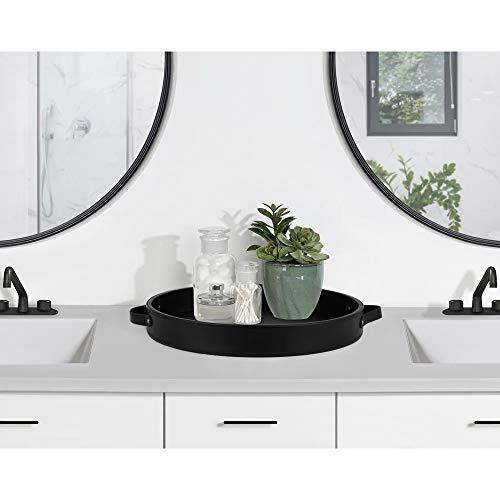 Pu Leather Round Tray Serving Tray With Handles Decorative Catchall ...