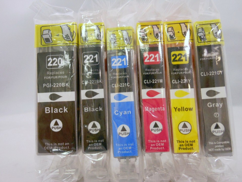 6PK PGI220 CLI221 Ink Cartridge for Canon Pixma iP4680 MP990 MP980 ...