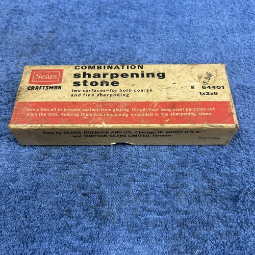 Vintage SEARS Craftsman Combination Sharpening Stone 64401 1x2x6 ...
