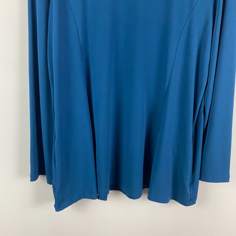 Susan Graver Liquid Knit Fit and Flare Mock-Neck Tunic Large Pockets | eBay