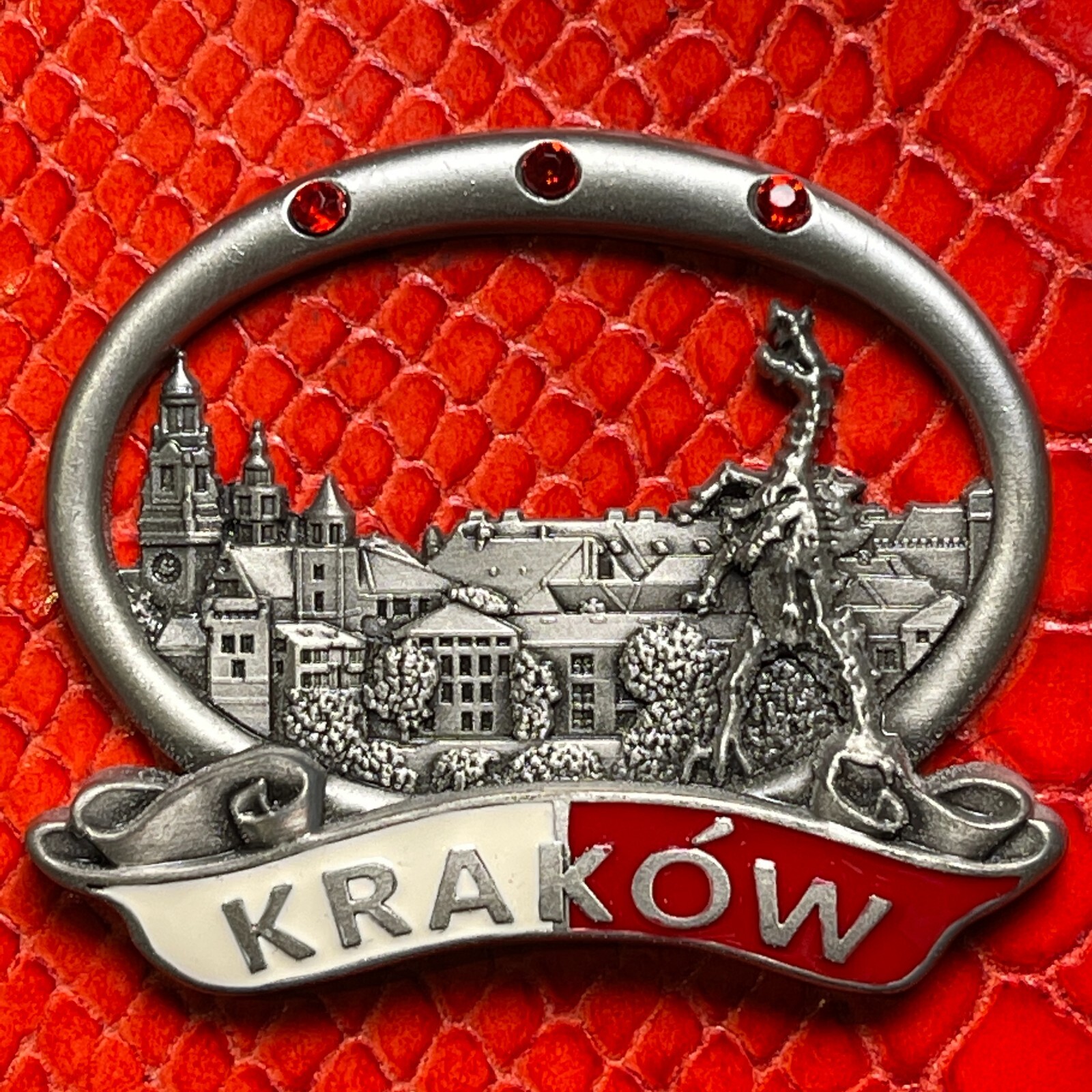 POLAND🇵🇱METAL FRIDGE MAGNET POLSKA KRAKOW CITY SIGHT STONE INLAID ...