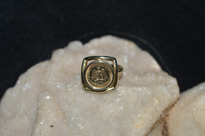 14k(BASE) Ring WITH 1945 Dos Pesos(22k Gold Coin)) (size 7.5)5.03 grams ...
