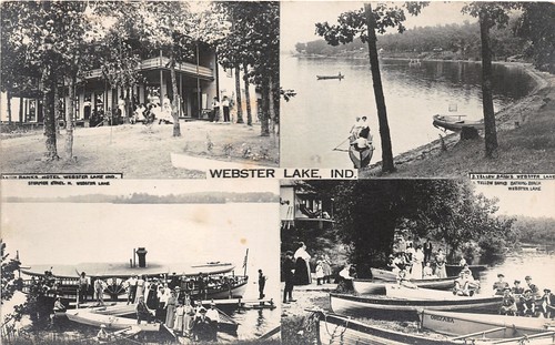 J62/ Webster Lake Indiana RPPC Postcard c1910 4View Steamer Ethel Hotel ...