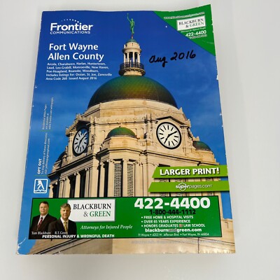 2016 Allen County Fort Wayne Indiana Phone Book Area Code 260 New Haven ...