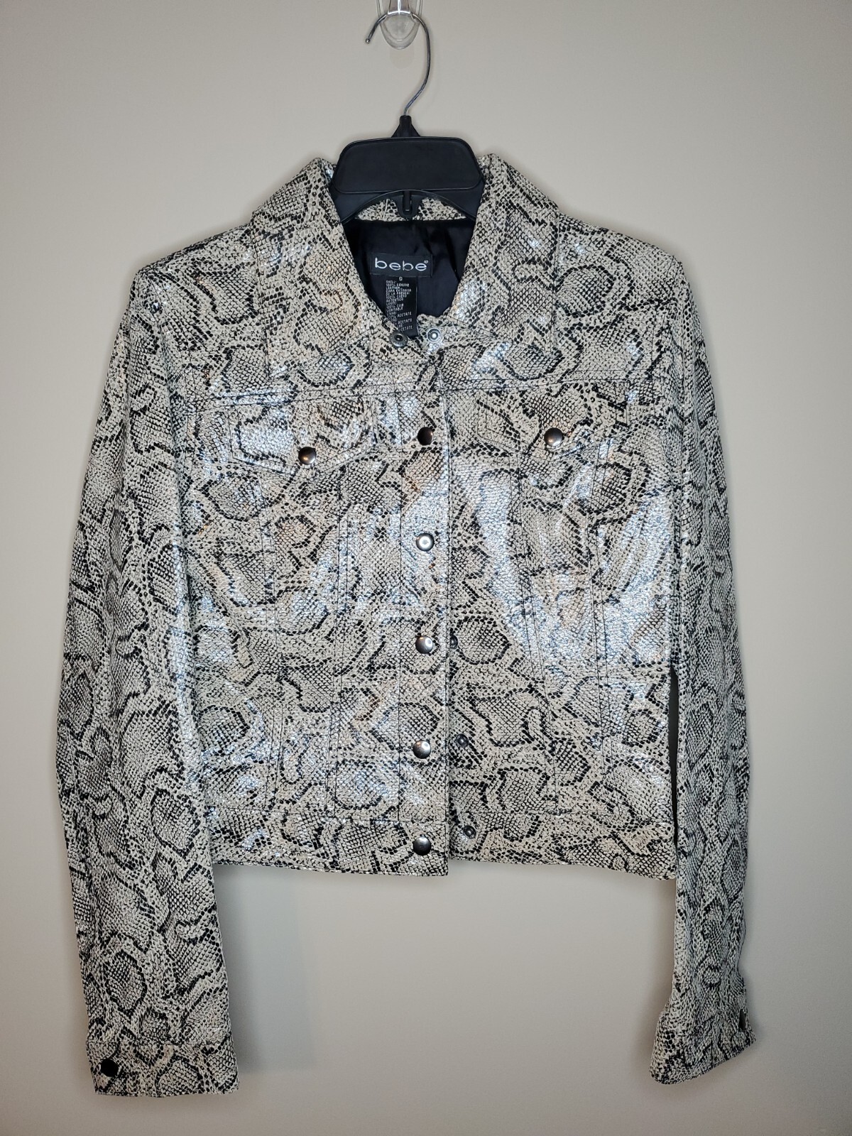 Bebe Womens Leather Snake Jacket Patent Leather Truck… - Gem