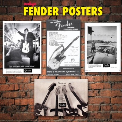 Fender Guitar Vintage Style Poster Collection 13" by 19" Premium ...