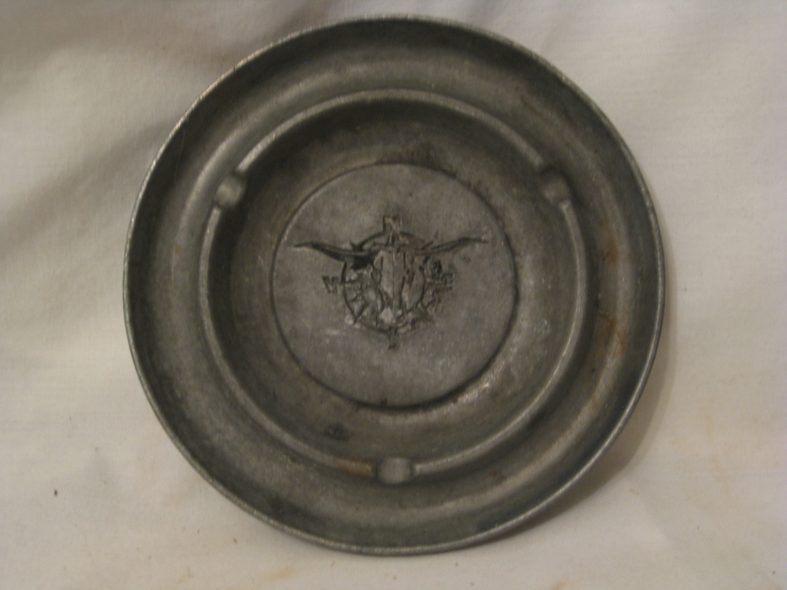 vintage metal ash tray long horn bull steed cow compass detail pewter ...