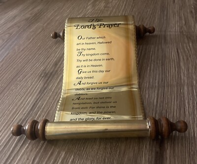 Vintage Scroll Metal Plaque with The Lord’s Prayer Brass/Wood Wall ...