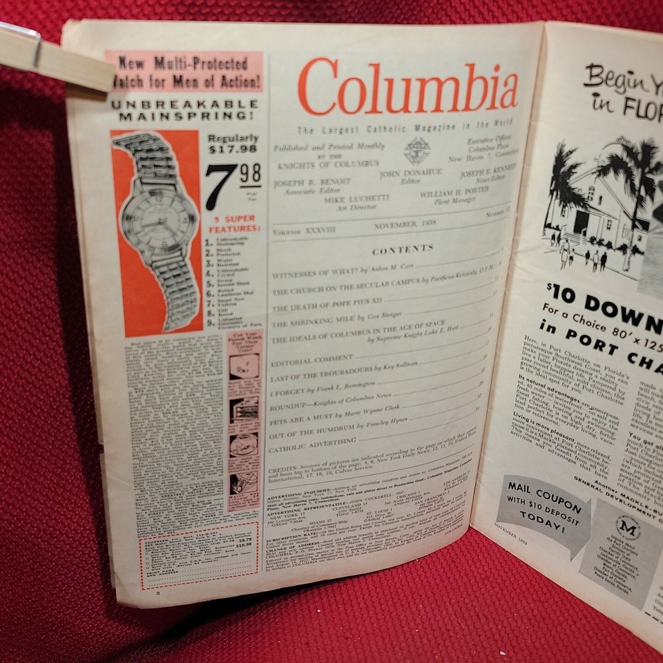 COLUMBIA KNIGHTS OF COLUMBUS MAGAZINE koc Catholic Vintage NOV 1958 ...