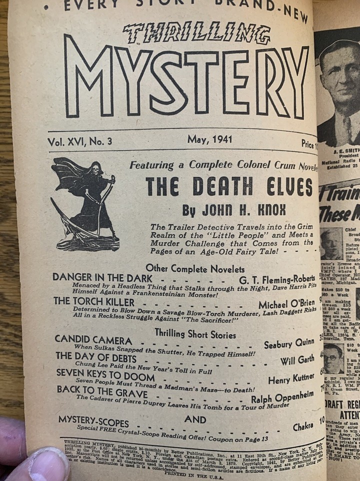 RARE may 1941 THRILLING MYSTERY PULP Classic Cover FN | eBay