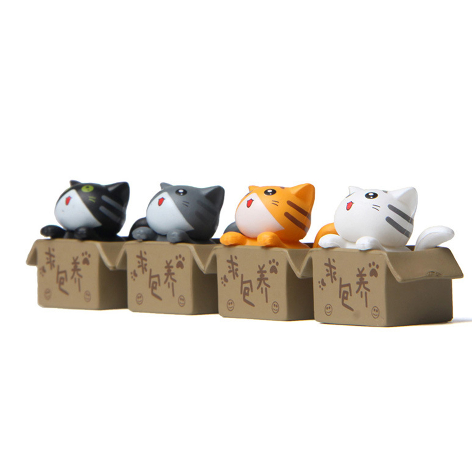 Cat Figurines Model Decorative Cartoon Carton Cat Model Ornament Mini ...