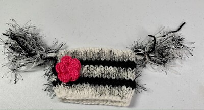 Zebra Baby Sack Hat Cap with Flower and Tassels Handmade Photo Prop ...