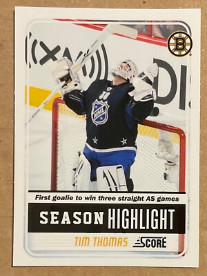 2011-12 TIM THOMAS SCORE SEASON HIGHLIGHT GLOSSY PARALLEL INSERT CARD ...