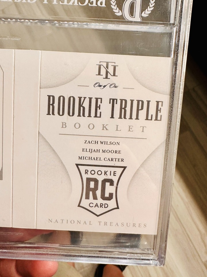 2021 National Treasures Zach Wilson, Carter, Moore Triple Nfl Shield 1/ ...