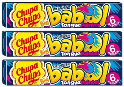 3x Chupa Chups Big Babol Blue Raspberry Flavour Soft Bubble Gum 27.6g ...