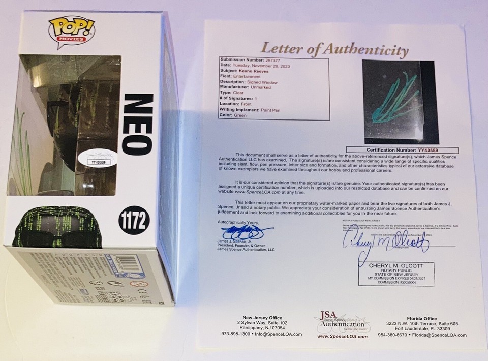 KEANU REEVES SIGNED AUTOGRAPHED THE MATRIX NEO GLOW IN DARK FUNKO POP ...