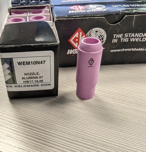 PKG 10 Weldmark WEM10N47 #7 TIG Alumina Ceramic Cup Nozzle HW-17/18/26 ...