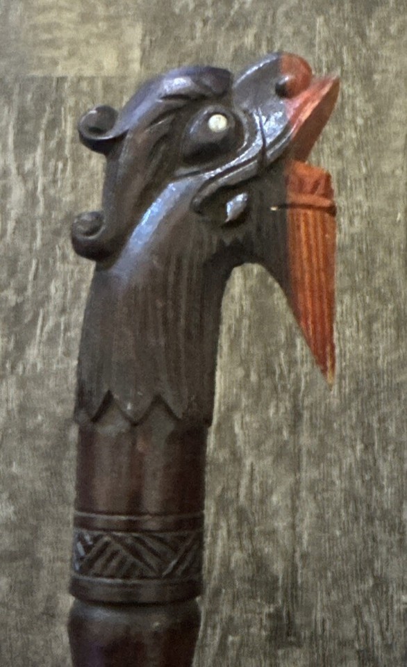 VINTAGE VIETNAM WAR ERA HAND CARVED WOODEN DRAGON SHORT TIMERS SWAGGER ...