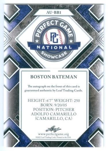 BOSTON BATEMAN "SHIMMER AUTOGRAPH #1/1" LEAF PERFECT GAME NATL SHOWCASE ...