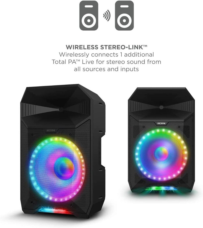 Ion Total PA Live High-Power Bluetooth Speaker System with Premium Wide ...