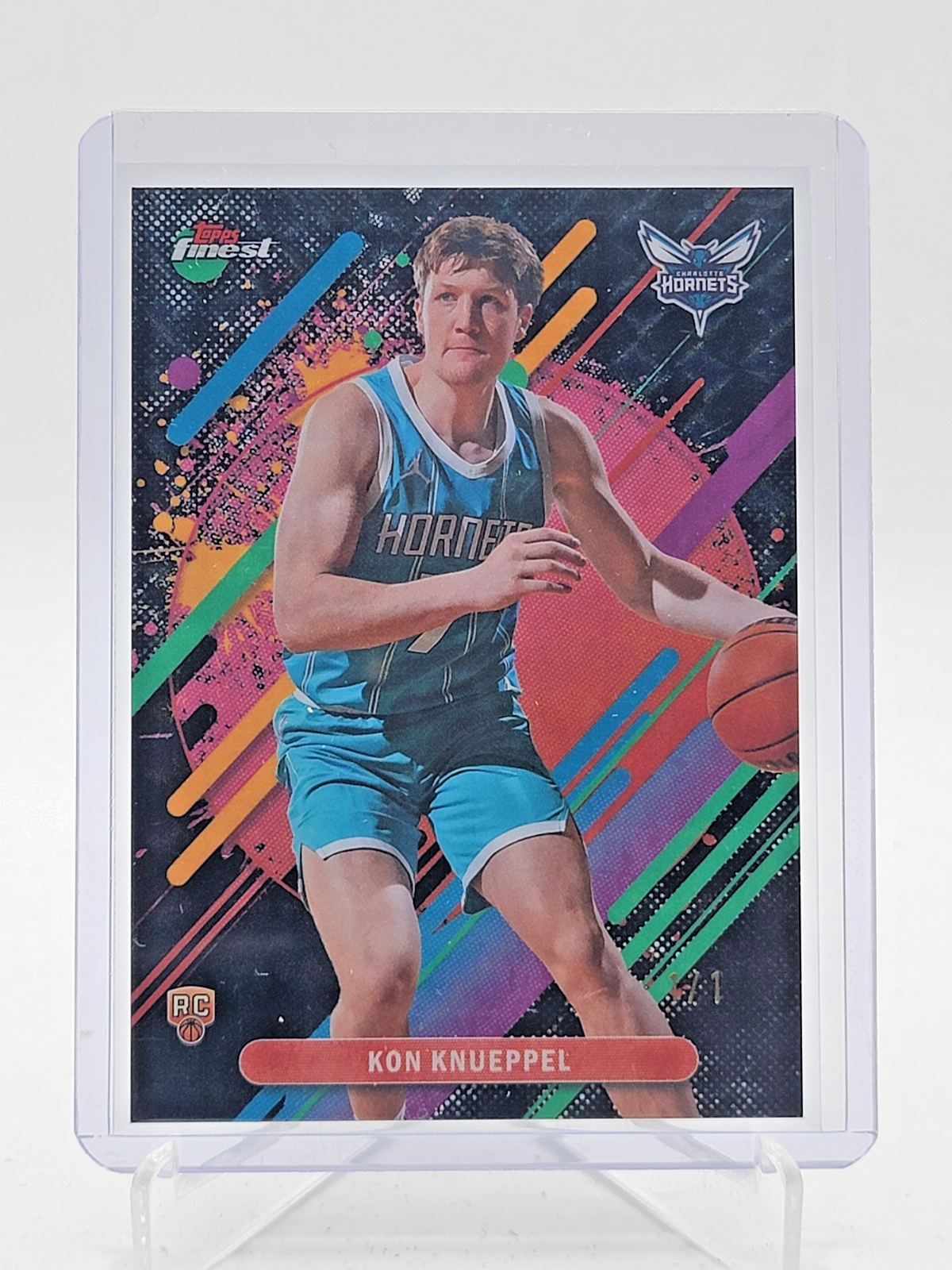 KON KNUEPPEL 2025-26 TOPPS FINEST RARE ROOKIE 1/1 BLACK GEOMETRIC ...