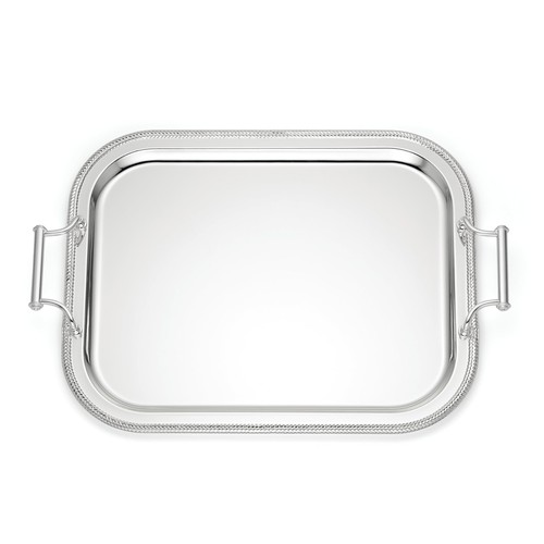 Rectangle Silverplate Tray with Handles, 1 Count, Metallic | eBay