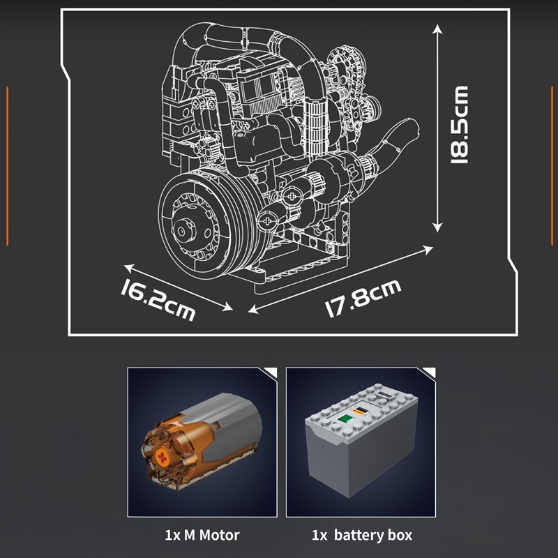 Mould King 10215 V12 Engine Motor That Works Model Building Block Toy ...
