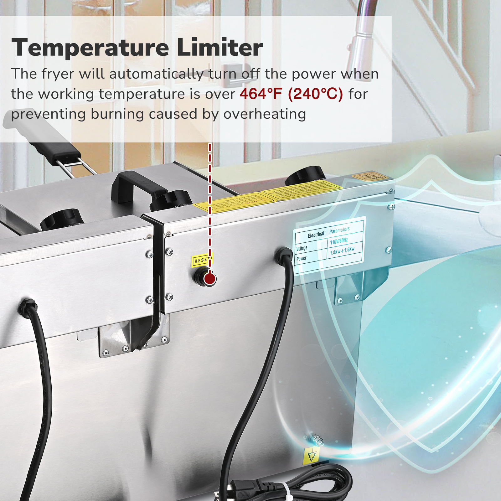 WeChef Electric Deep Fryer Drain Timers Commercial Countertop Basket ...