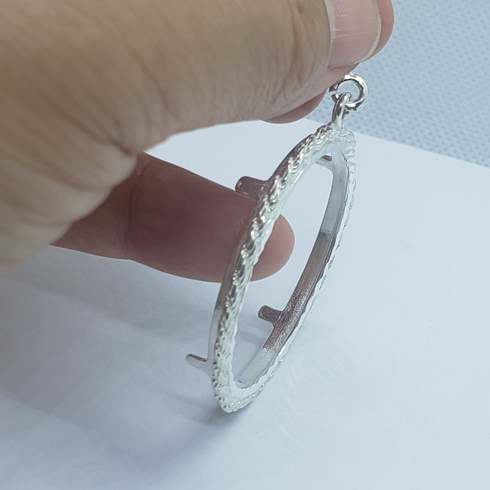 Sterling Silver Silver Eagle Rope Bezel 41 mm Coins 1 oz Dollar Coin ...
