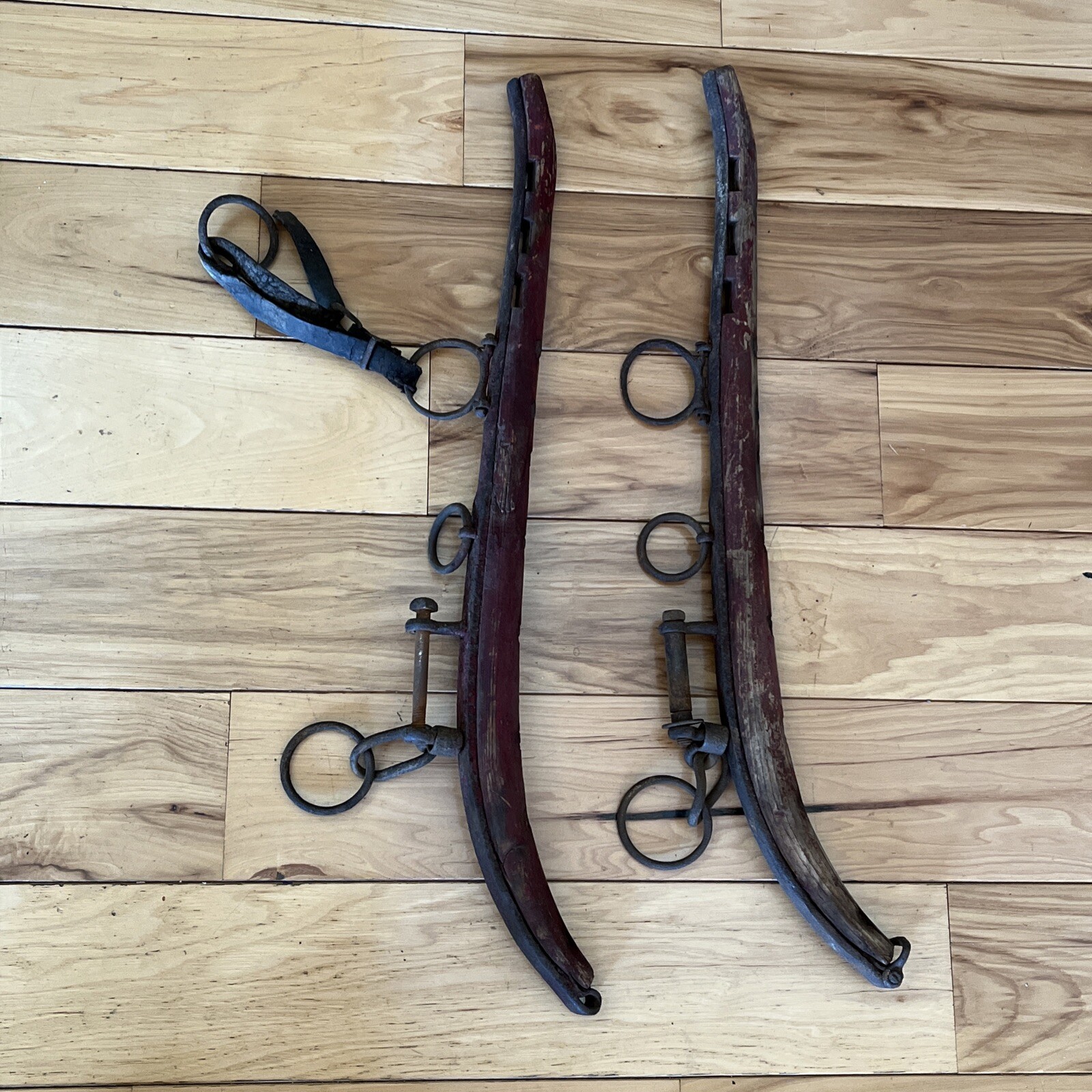 Vintage Barn Red Wooden Iron Harness Hames Horse Collar Pieces 27” | eBay