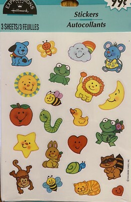 Vtg Hallmark Expressions Animal happy critters stickers worm lion star ...