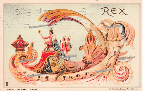 Mardi Gras New Orleans 1907 Rex Parade Float Boat King Queen Vtg ...