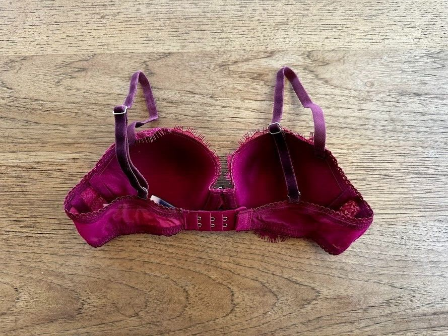Victoria's Secret Claret Red Lace 32B Dream Angels Lightly Lined Demi ...