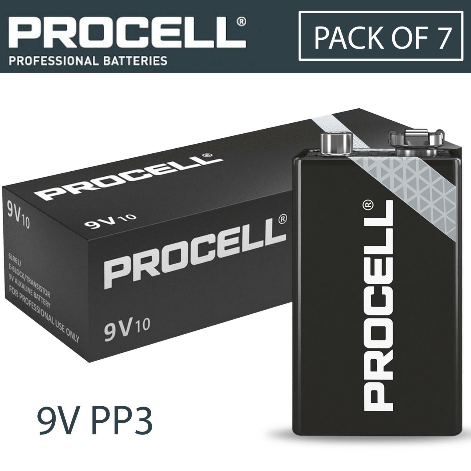 7 x Procell Professional Use 9V PP3 Batteries Block Smoke Alarm LR22 ...