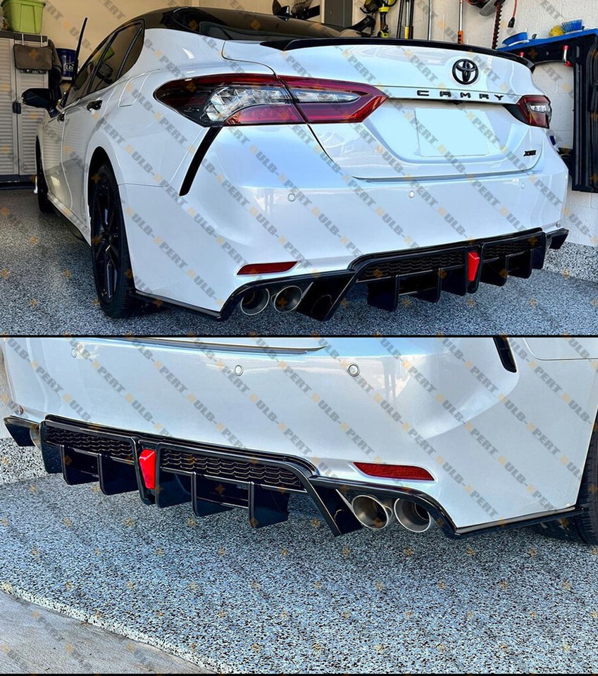 For 18-24 Camry SE XSE Yofer Gloss Black LED Rear Diffuser + V2 Corner ...